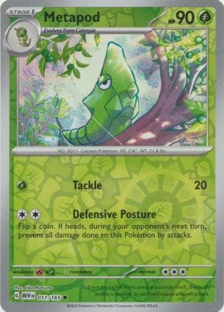 Metapod – 011/165 – Common Reverse Holo – Metagame TCG